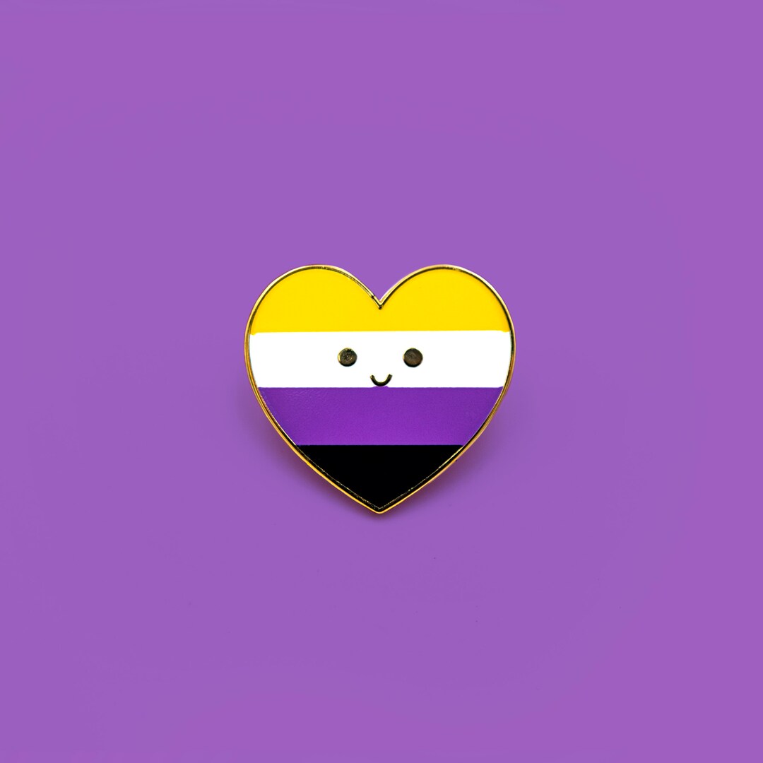 Non Binary Pride Flag Heart Pin - Pride LGBTQAI+ Enamel Pin - Etsy