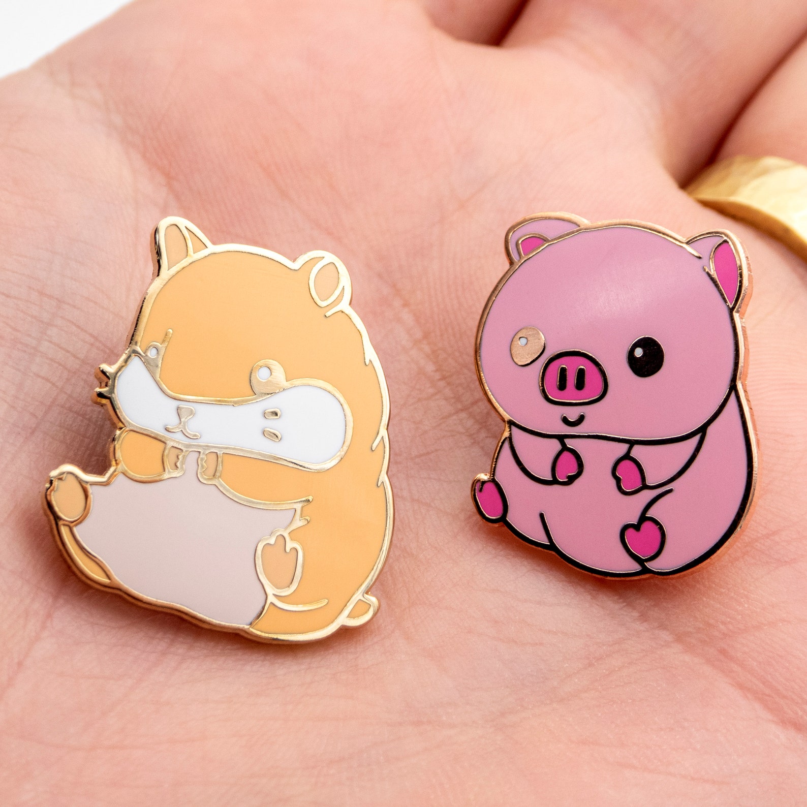 Cute Pig and Hamster Pin Pink Sitting Baby Pig Enamel Pin - Etsy