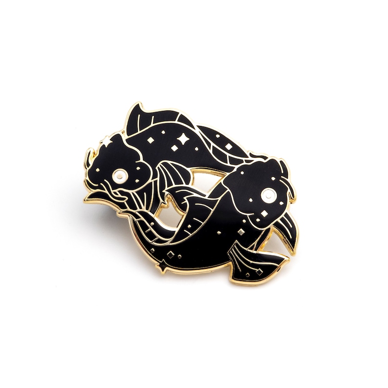 Pisces Star Sign Hard Enamel Pin White and Black Twin Fishes | Etsy
