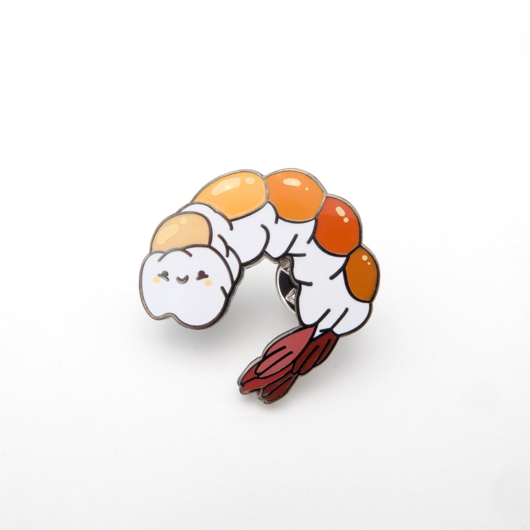 Cute Shrimp Pin - Kawaii Prawn Enamel Pin - Food Pin - Hard Enamel - Etsy