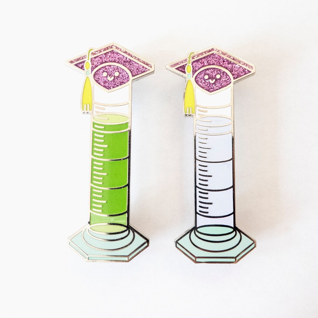 Science Graduation Cylinder Pin - Glow in the Dark Enamel Pin - Purple ...