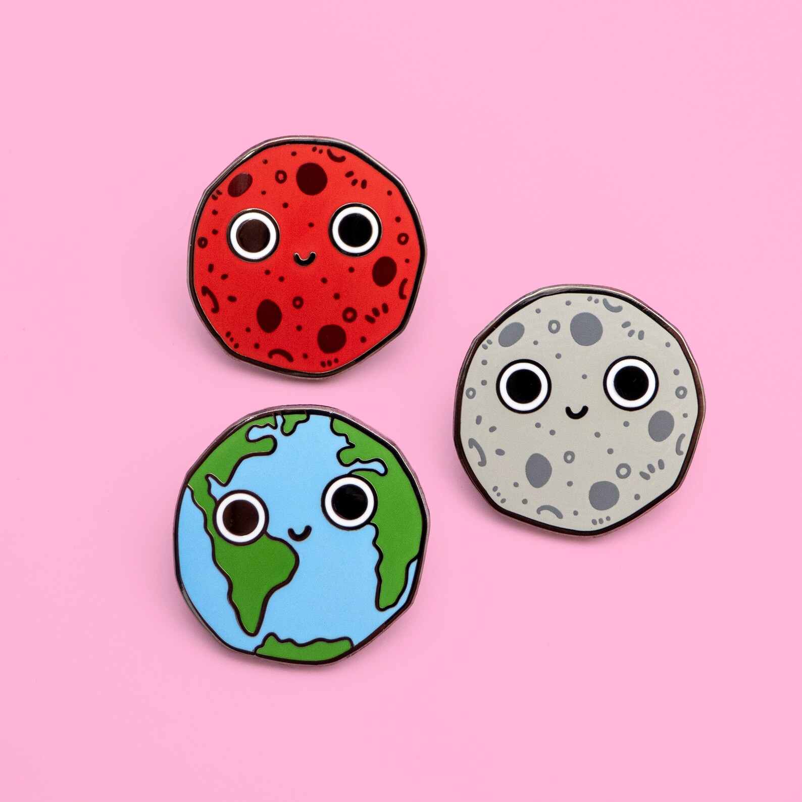 Happy Planet Earth Enamel Pins Mars and the Moon Lapel Pin - Etsy