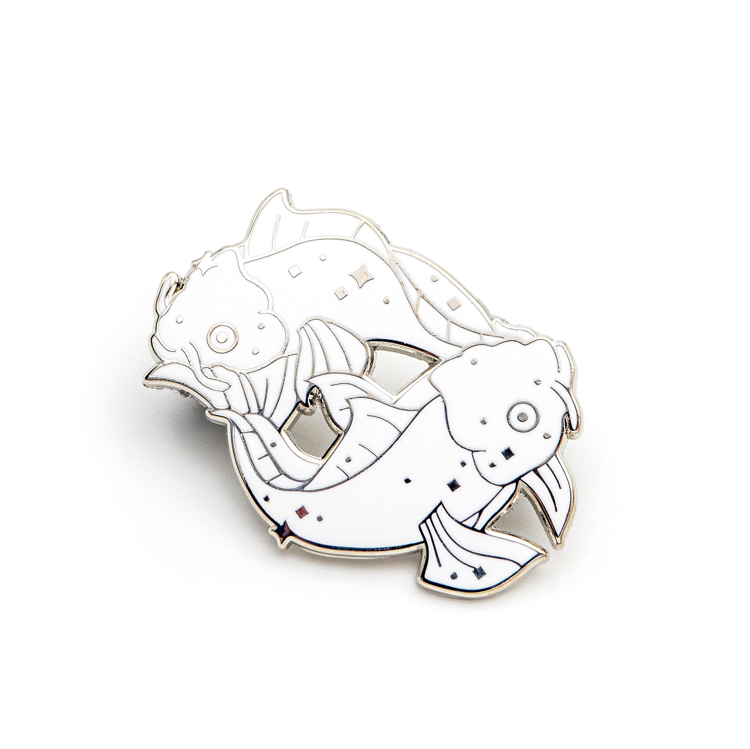 Pisces Star Sign Hard Enamel Pin White and Black Twin Fishes | Etsy