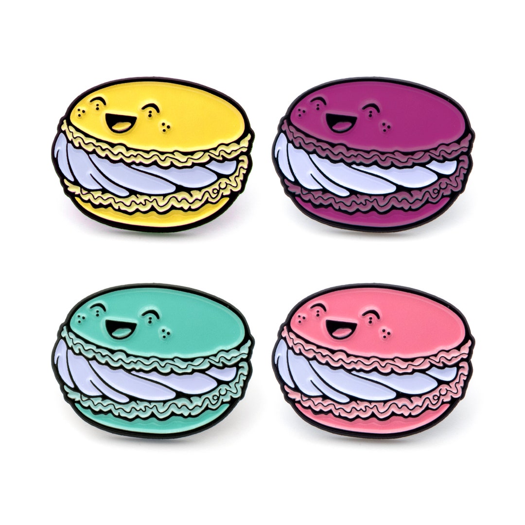 Happy Macaron Enamel Pin - Pastel Pink - Green Mint - Yellow Banana ...