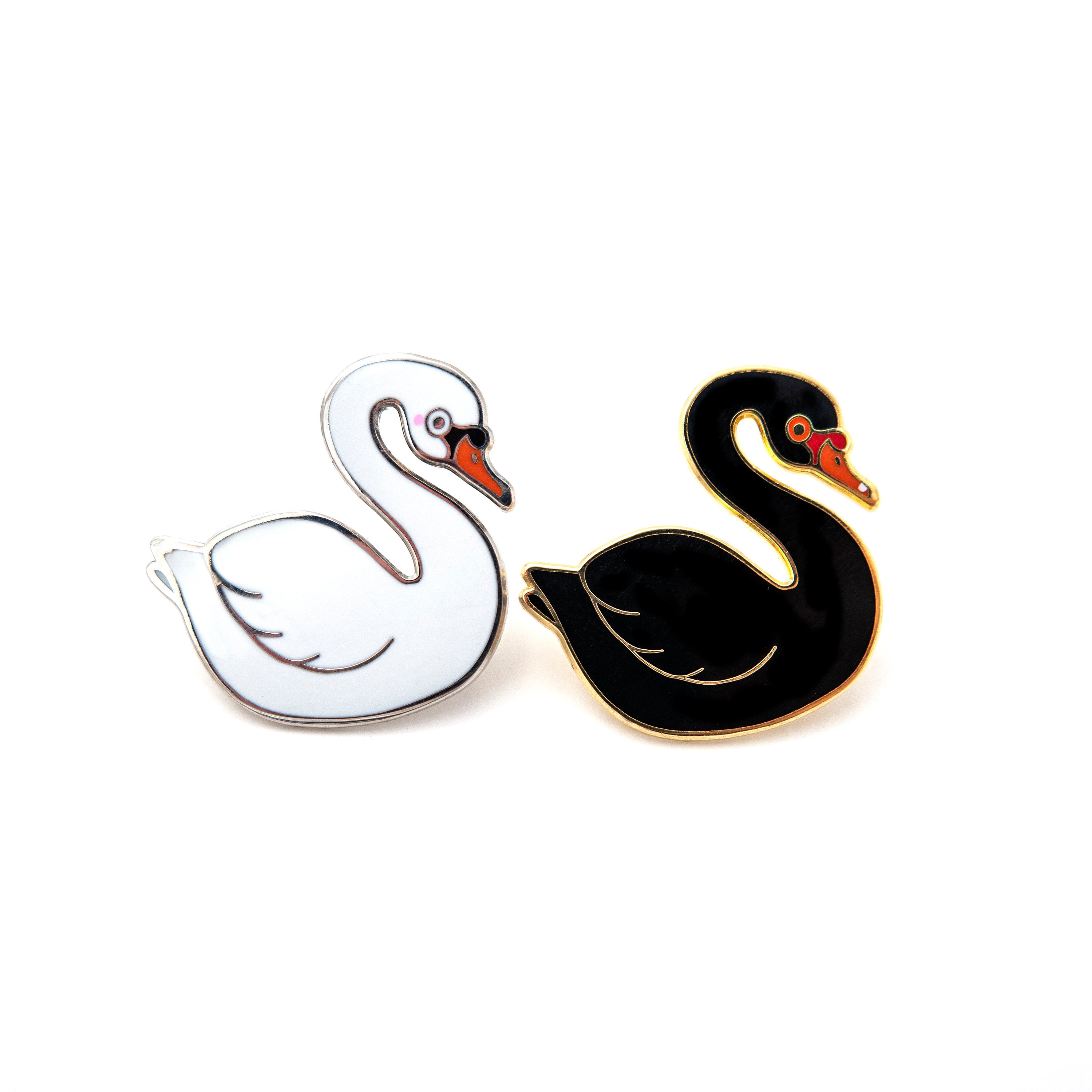 Majestic Black & White Swan Enamel Pin _ Bird Brooch Pin - Etsy