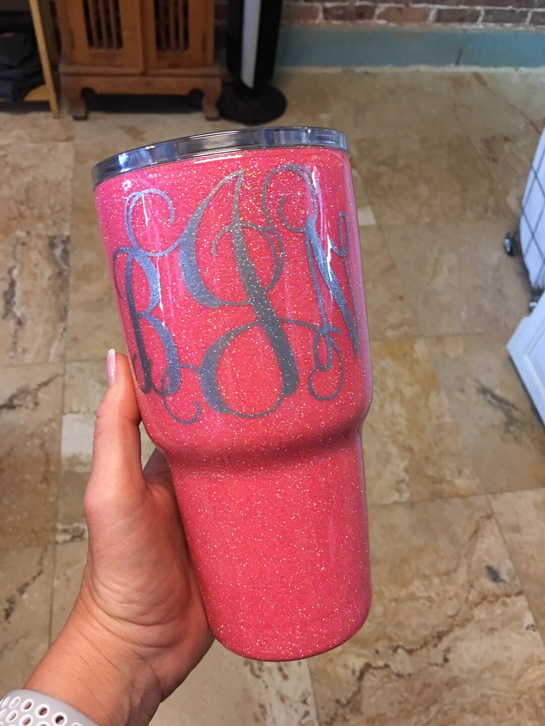 Includes 1 Monogram Name Decal Custom Glittered Yeti Rambler Etsy