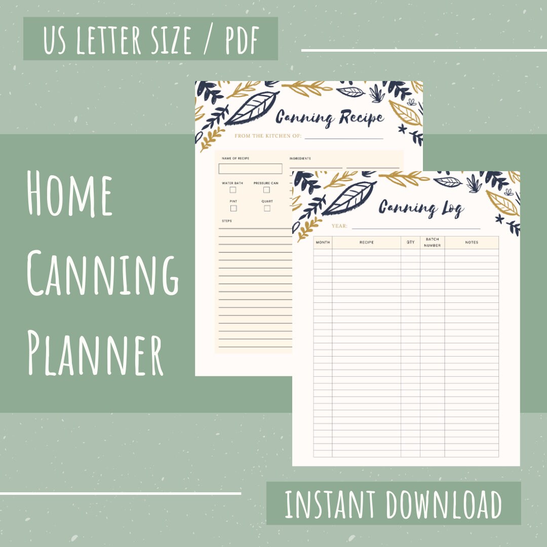 Home Canning Planner and Journal Log, Track Inventory and Save Recipes ...
