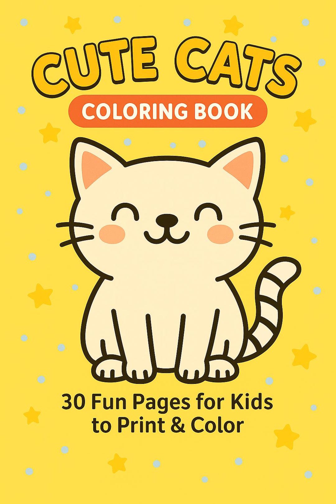 Cute Cats Coloring Book – 30 Fun Printable Pages for Kids – Instant ...