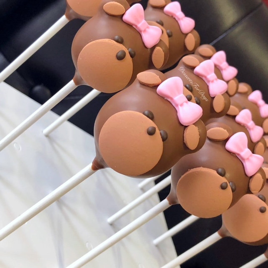 Dozen (12) Teddy Bear Cake Pops. Bear Cake Pops. Baby Shower Cake Pops ...