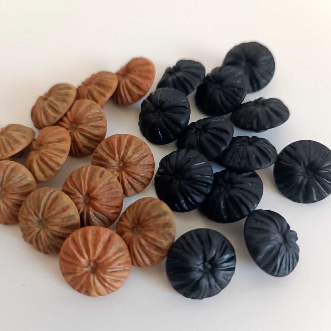 24 Dome Buttons Biscuit Black, Small Buttons 15mm, Dress Buttons, Made ...