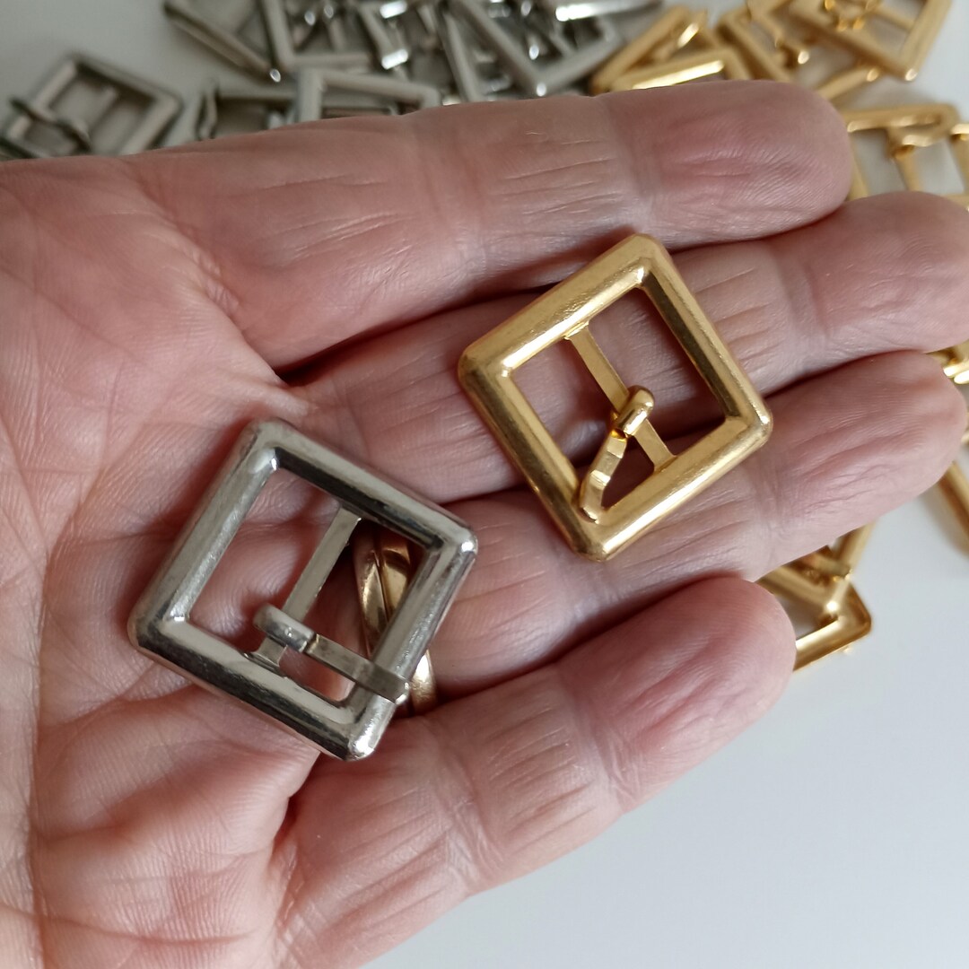 15 Small Metal Buckles Square Shaped, Gold Silver Buckles, Dress Doll ...