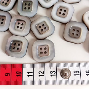 12 Light Gray MOP Flat Buttons, Jacket Dress Buttons, Made in Italy ...