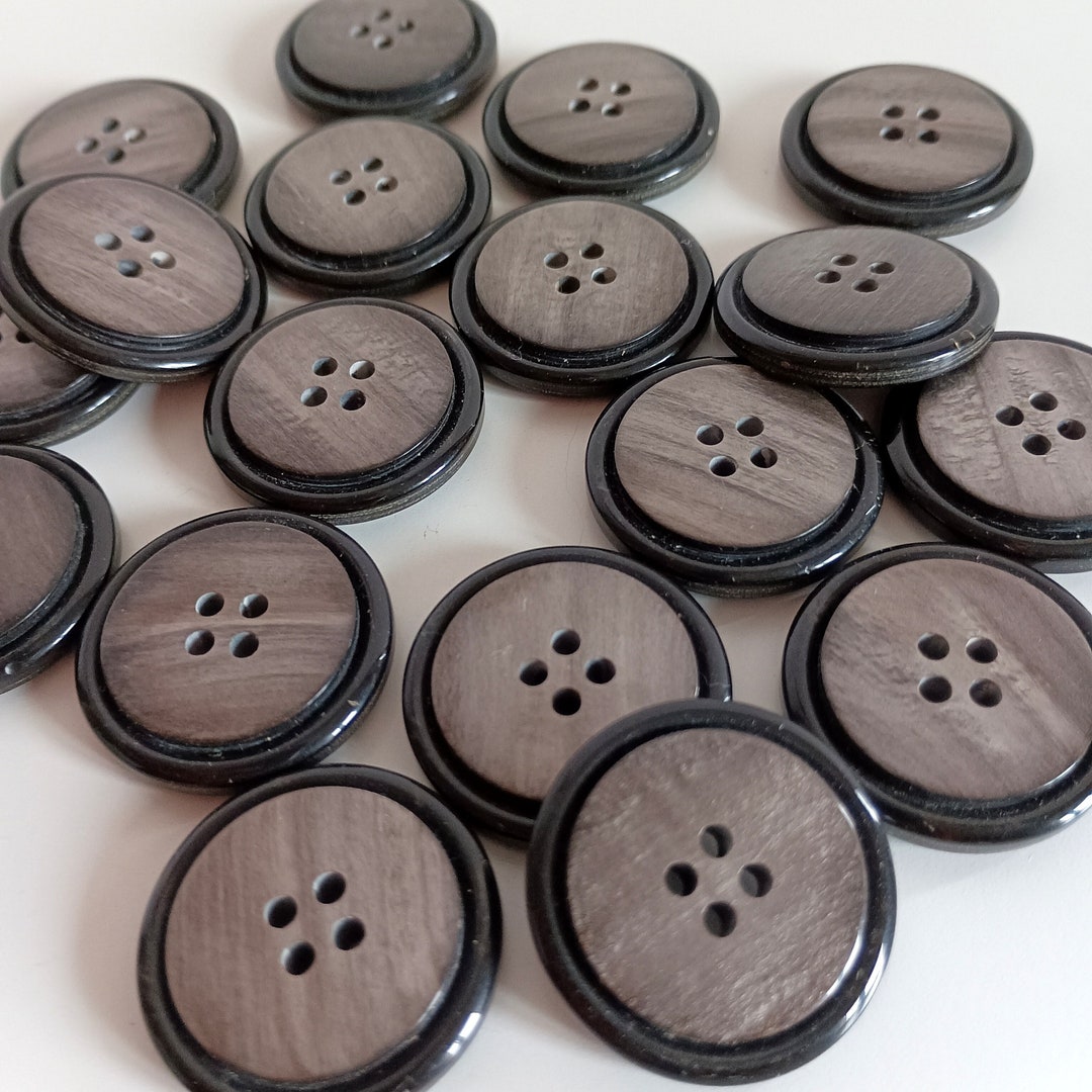 16 Black and Gray Buttons, Coat Jacket Dress Buttons, Made in Italy ...