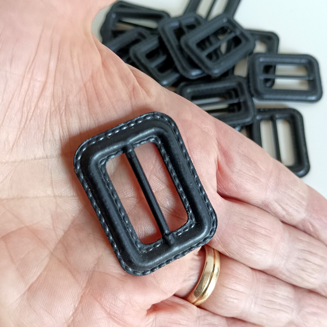 70s Five Black Buckles , Small Leather Buckles Made in Italy - Etsy
