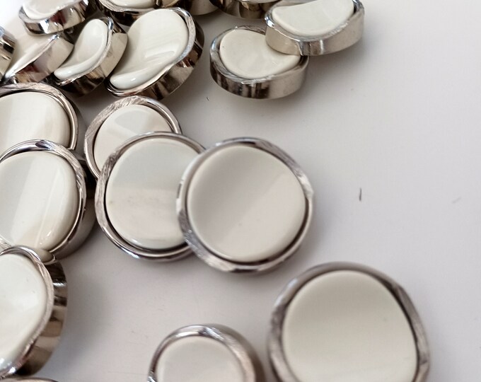 Vintage White Silver Buttons, Coat Jacket Dress Buttons, Made in Italy ...