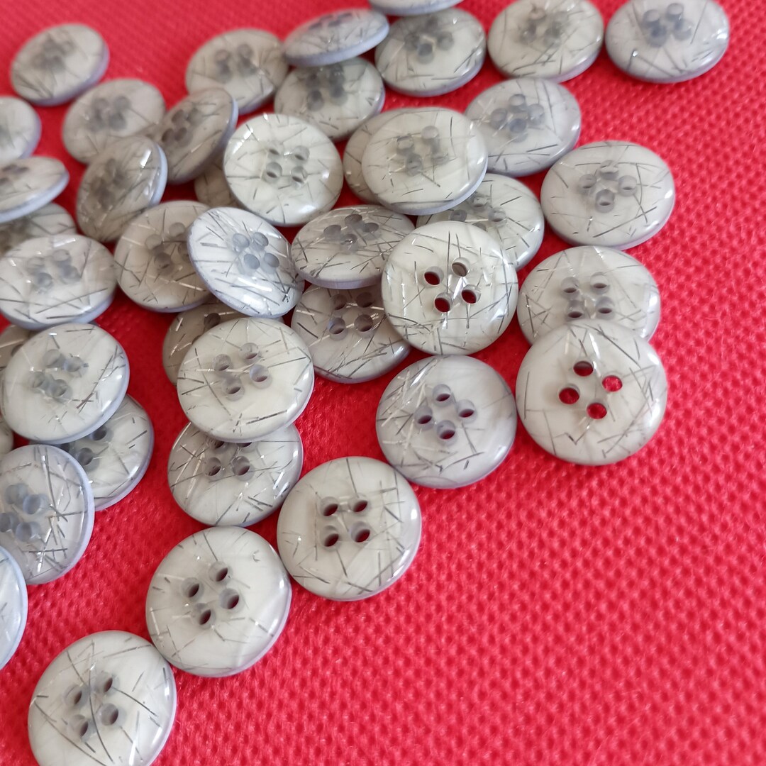 50 Light Blue Buttons Silver Specks, Dress Shirt Doll Buttons 15mm ...