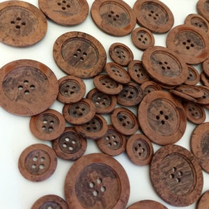 70s Brown Buttons Wood Imitation, Coat Jacket Dress Shirt Buttons, Made ...