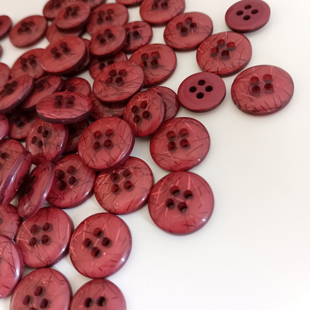 60 Burgundy Buttons Gold Specks, Dress Shirt Doll Buttons, Made in ...
