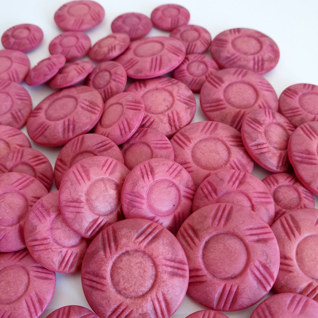 70s Pink Buttons Stylized Sun Pattern, Coat Jacket Dress Buttons Made ...