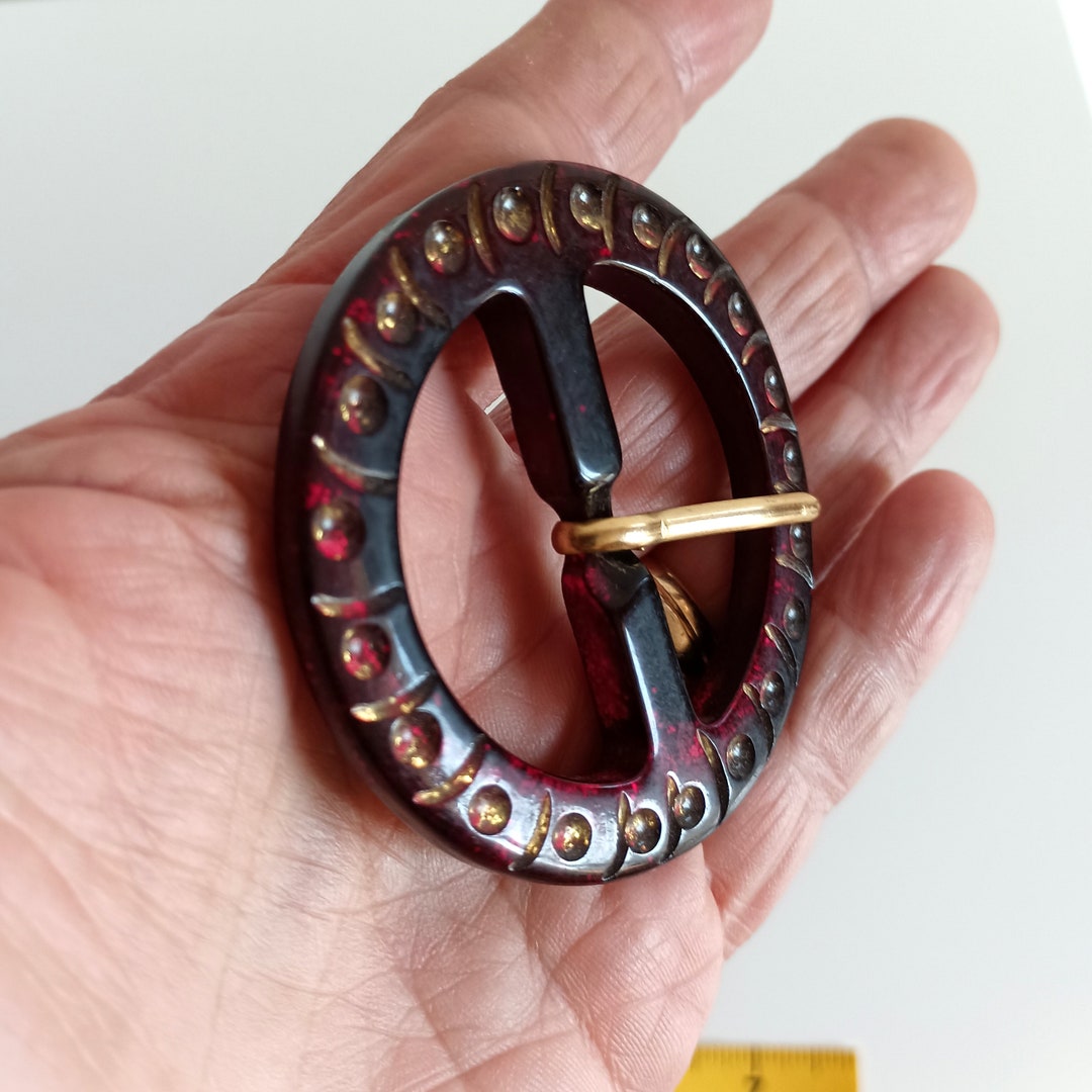 Vintage Dark Red Belt Buckle, Italian High Fashion - Etsy