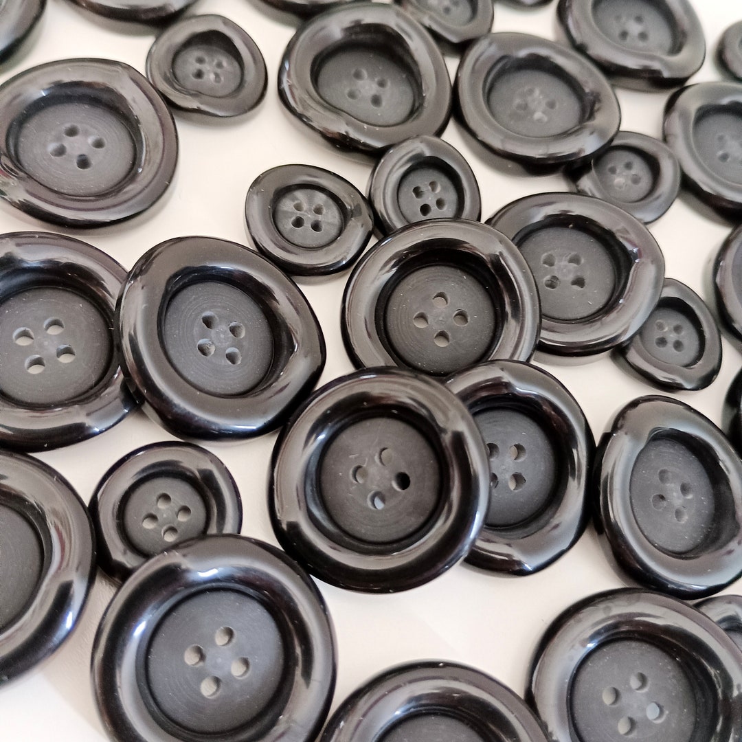 50 Shiny Black Buttons, Jacket Dress Buttons, Made in Italy Classic ...