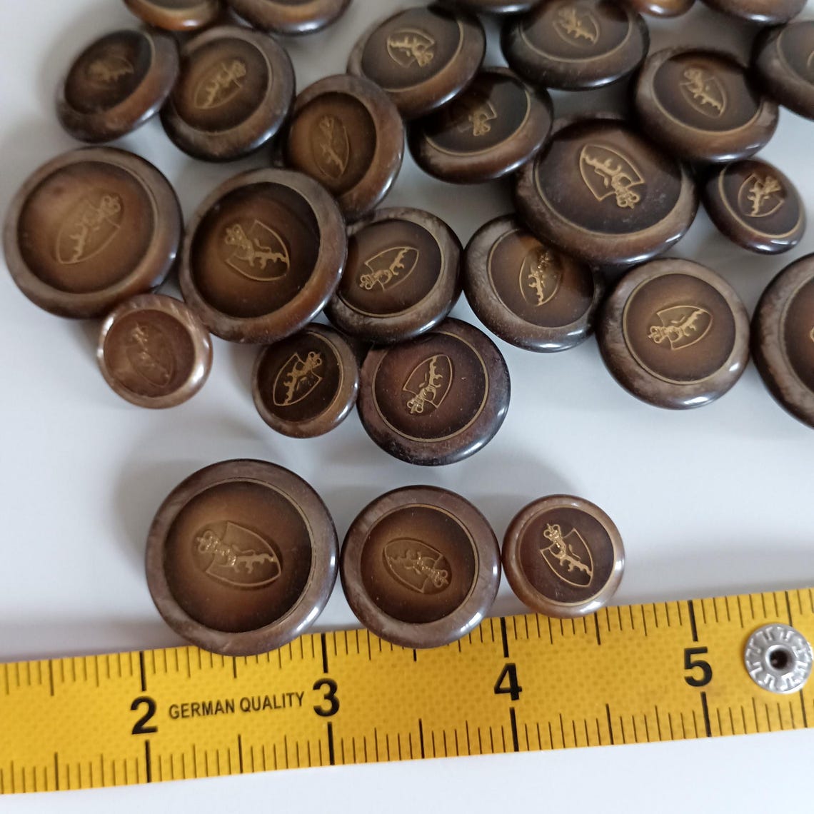 Vintage Heraldry Crest Buttons, Pearly Brown & Gold, Made in Italy - Etsy