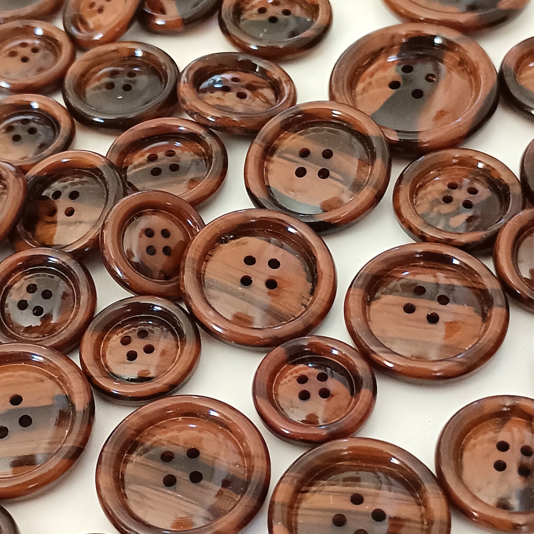 70s Glossy Brown Buttons: High Fashion Italian Cardigan Dress Buttons ...