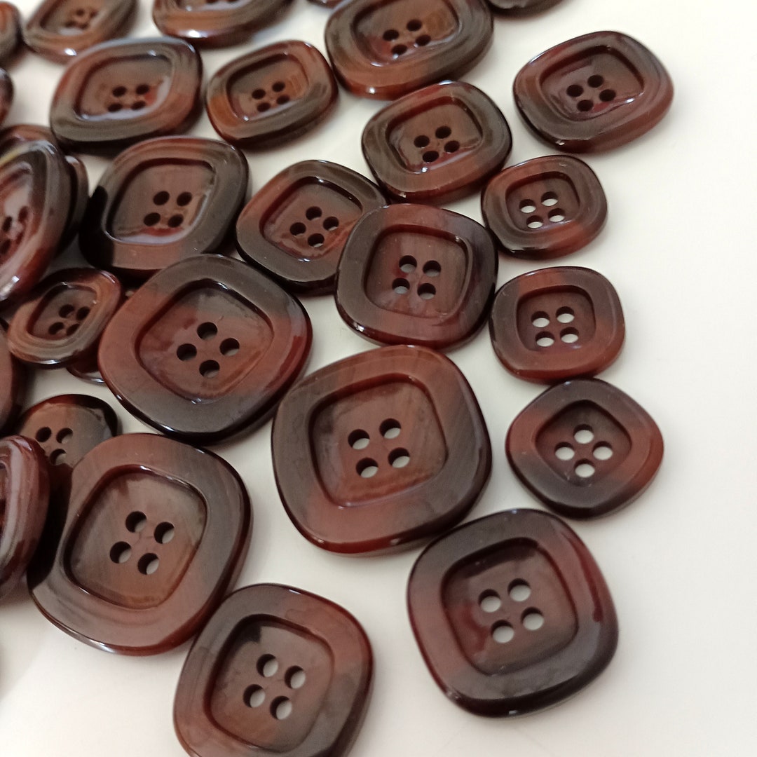 Brown Shaded Buttons Square Shaped, Coat Jacket Dress Buttons, Made in ...