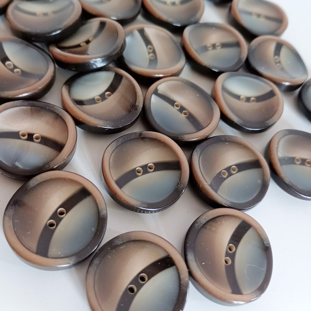 24 Brown Buttons With Blue and Brown Shades, Jacket Dress Buttons, Made ...