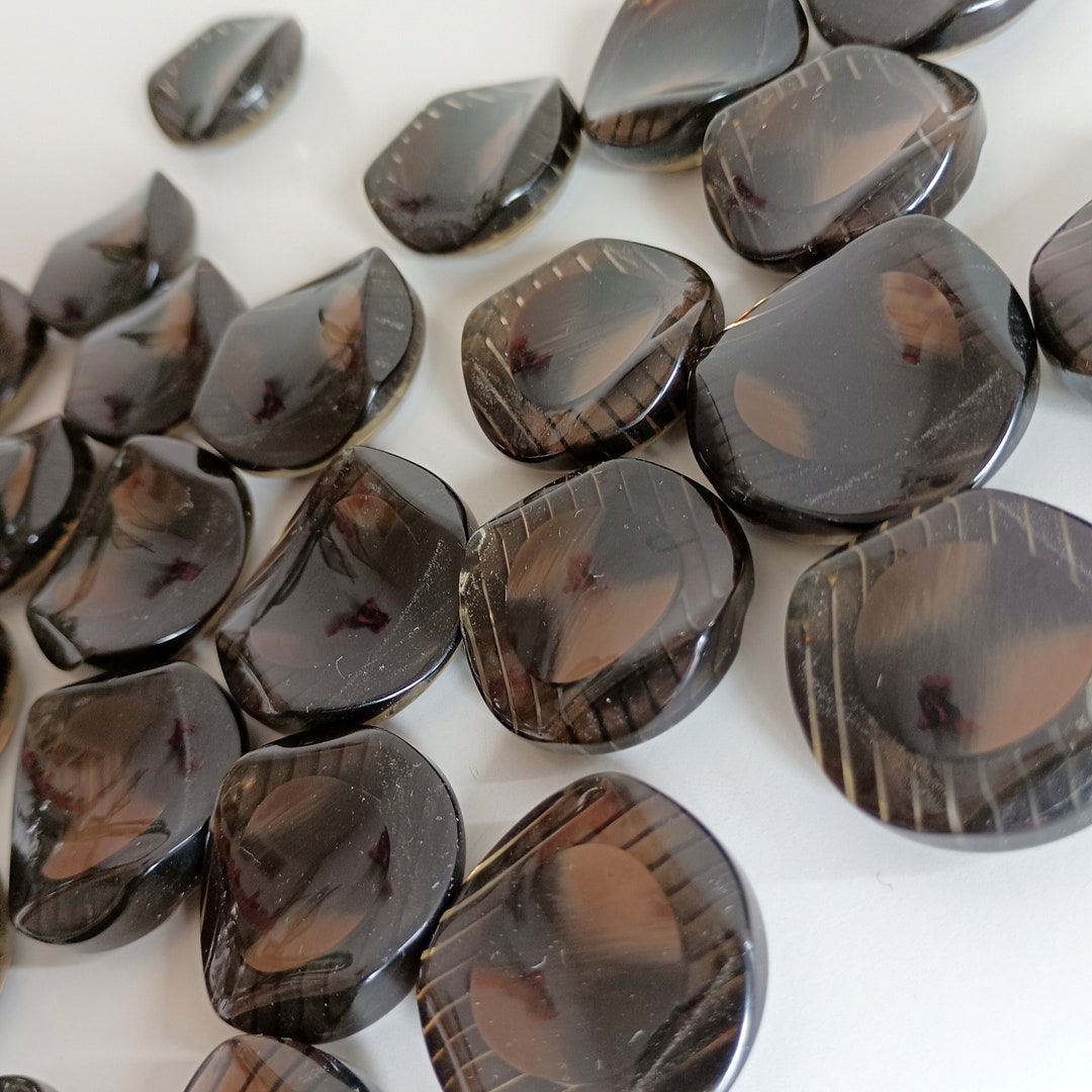 Vintage Clear Black Bronze Buttons, Coat Jacket Dress Buttons, Made in ...