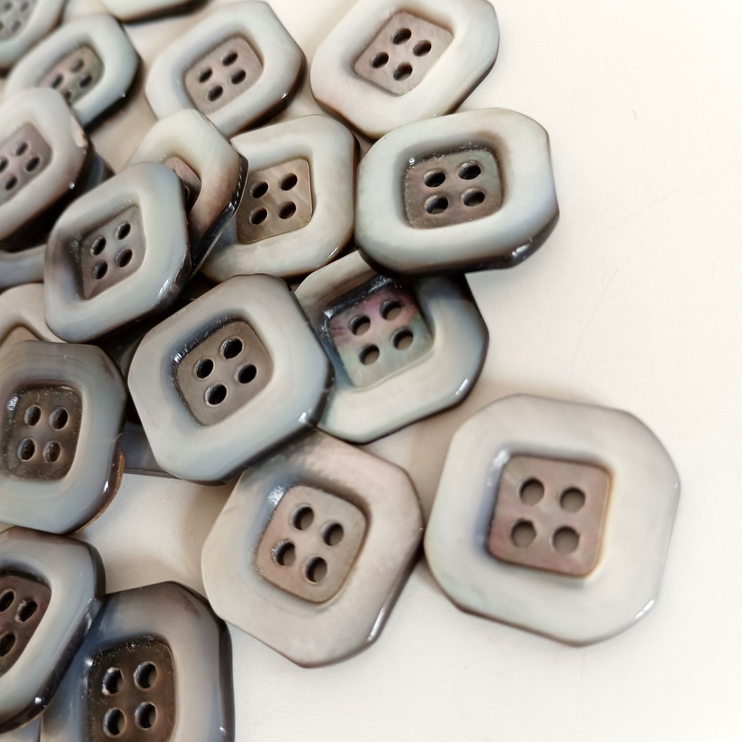 12 Light Gray MOP Flat Buttons, Jacket Dress Buttons, Made in Italy ...