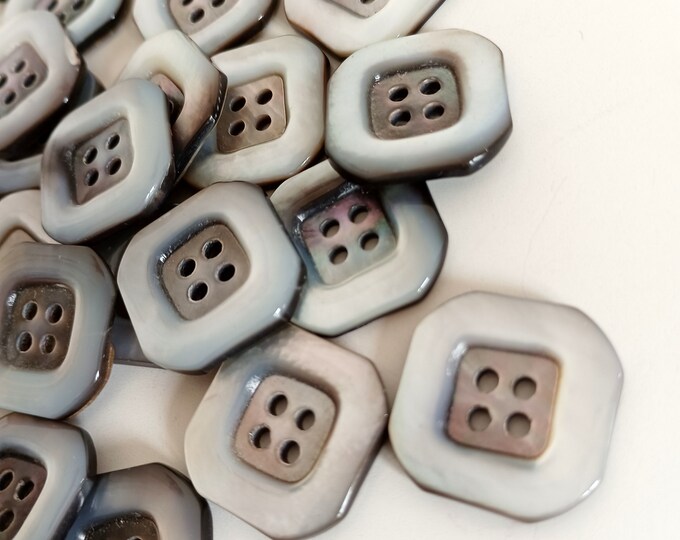 12 Light Gray MOP Flat Buttons, Jacket Dress Buttons, Made in Italy ...