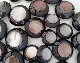 25 Black Cup Buttons Mop Top, Jacket Dress Buttons, Made in Italy High ...