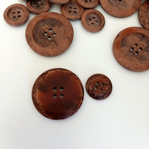 70s Brown Buttons Wood Imitation, Coat Jacket Dress Shirt Buttons, Made ...