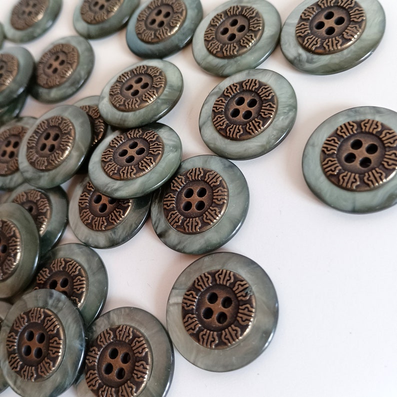 20 Pearly Green Buttons Brass Tone Metal Center Coat Jacket - Etsy