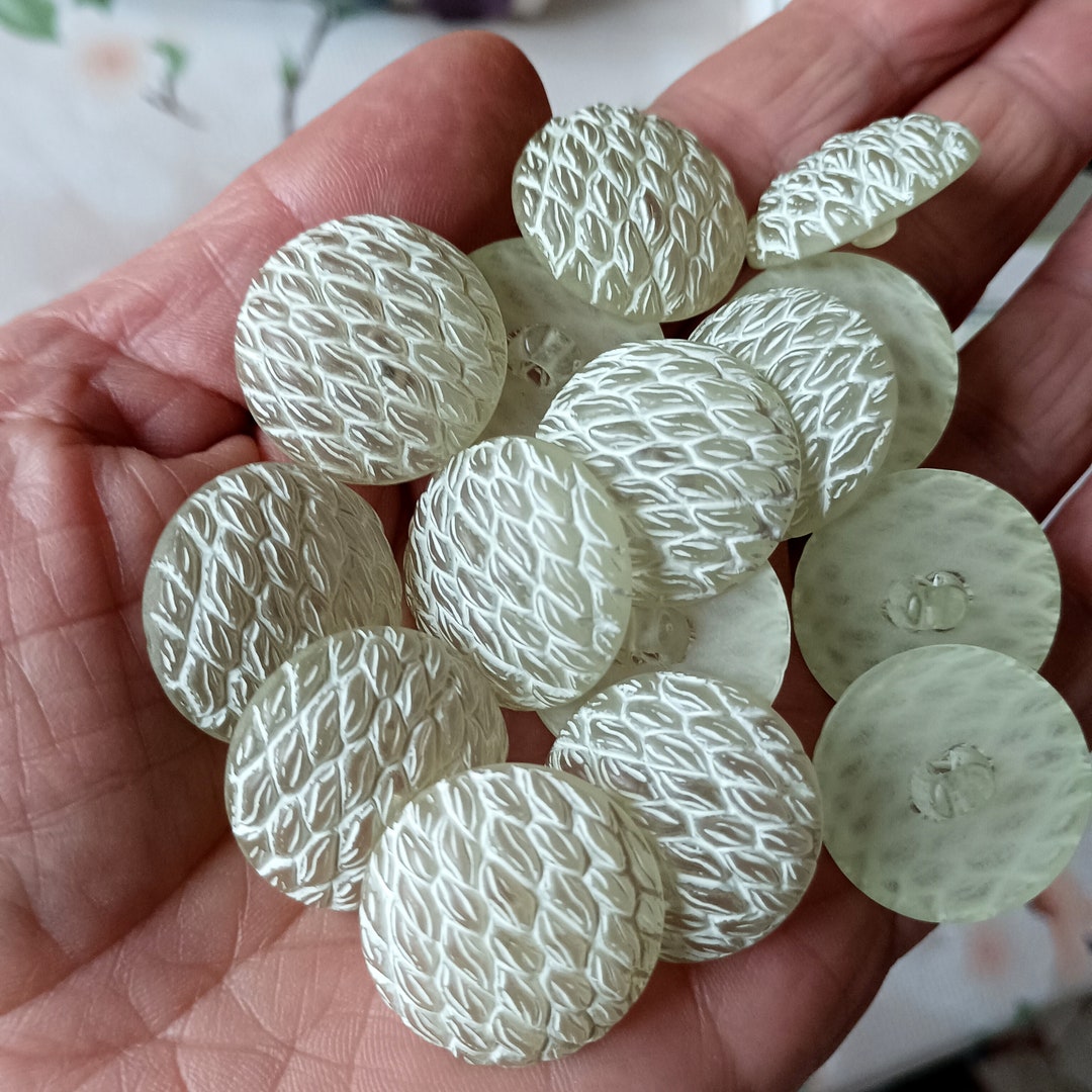 10 Light Green White Streaked Dome Buttons, Coat Jacket Dress Buttons, Made in Italy High ...