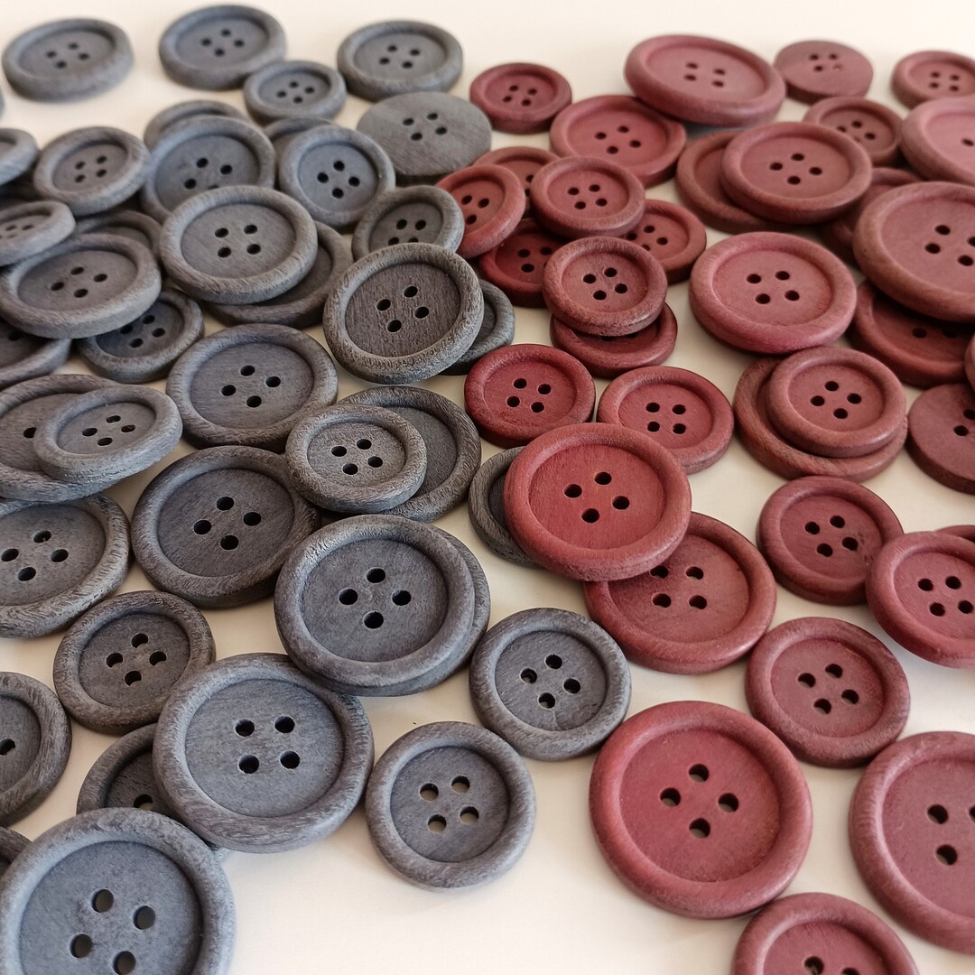 70s Wooden Buttons Red Blue, Coat Jacket Dress Buttons, Made in Italy ...