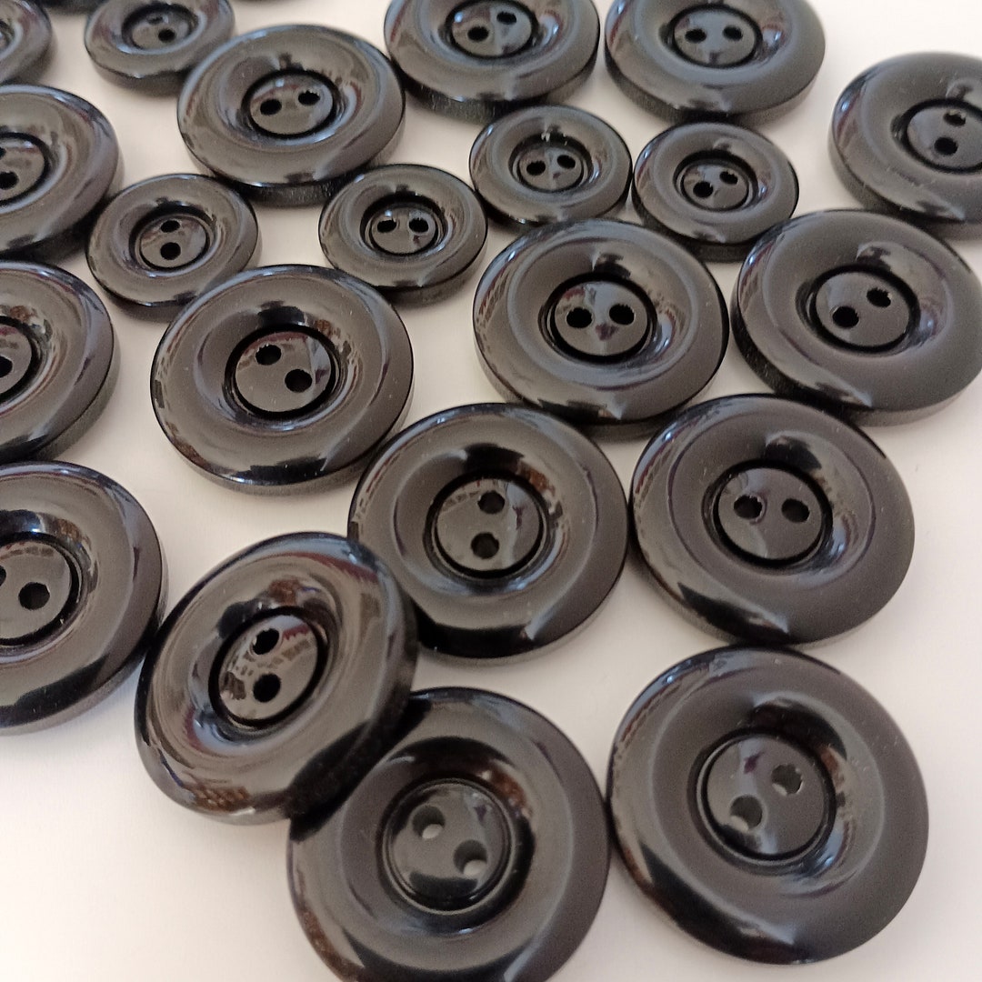 Vintage 20 Shiny Black Buttons, Coat Jacket Dress Buttons, Made in ...