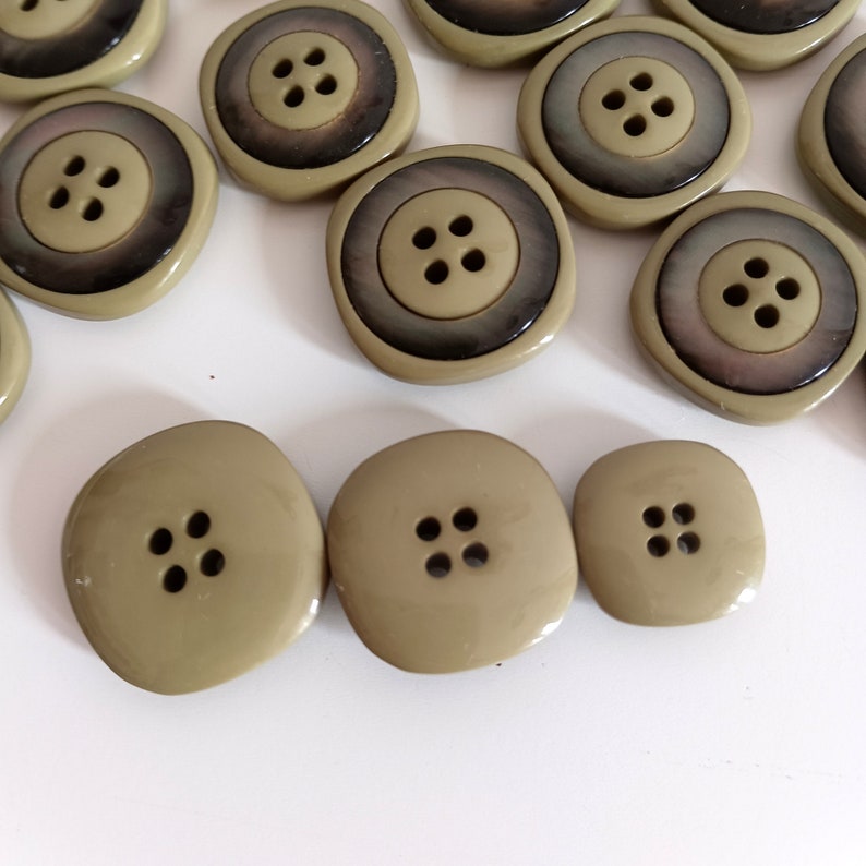 Green Olive Buttons With Pearly Ring on Top Square Shaped - Etsy