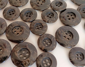 50 Shiny Black Buttons, Jacket Dress Buttons, Made in Italy Classic ...