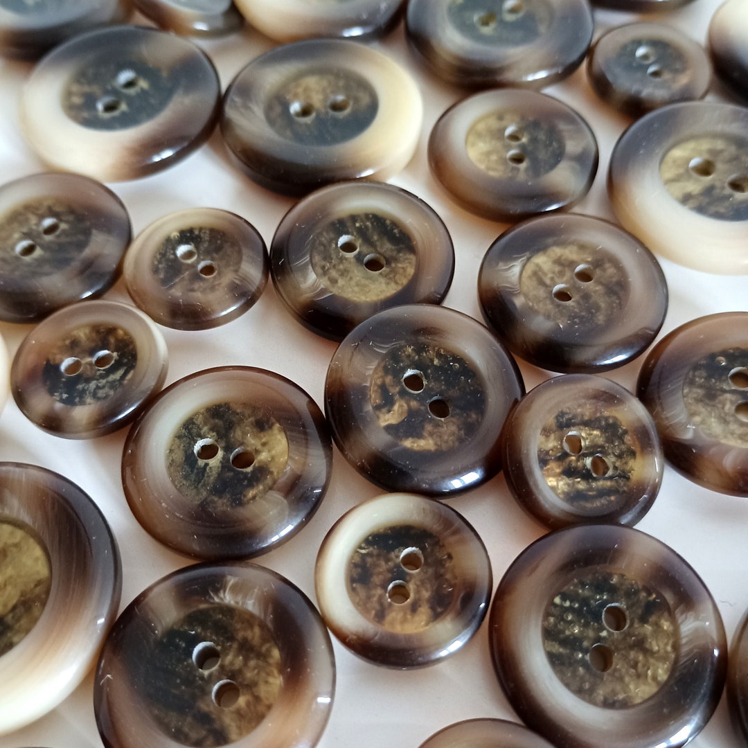 Vintage Brown Cream Shaded Buttons: Gold Center, Made in Italy - Etsy