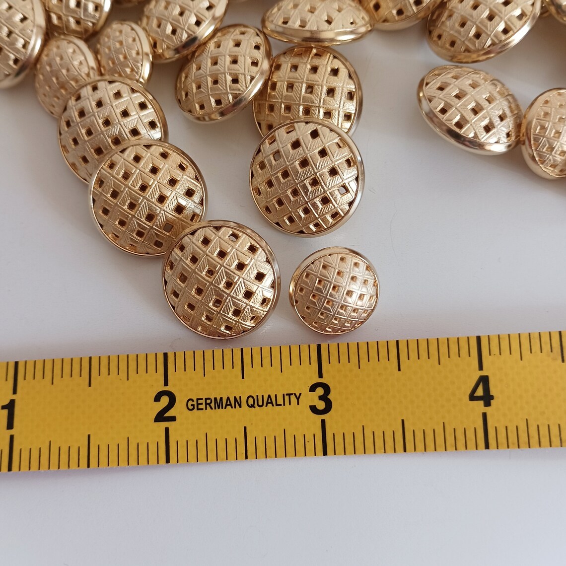 Gold Tone Metal Buttons Grid Pattern: 20mm/15mm - Italian High Fashion ...