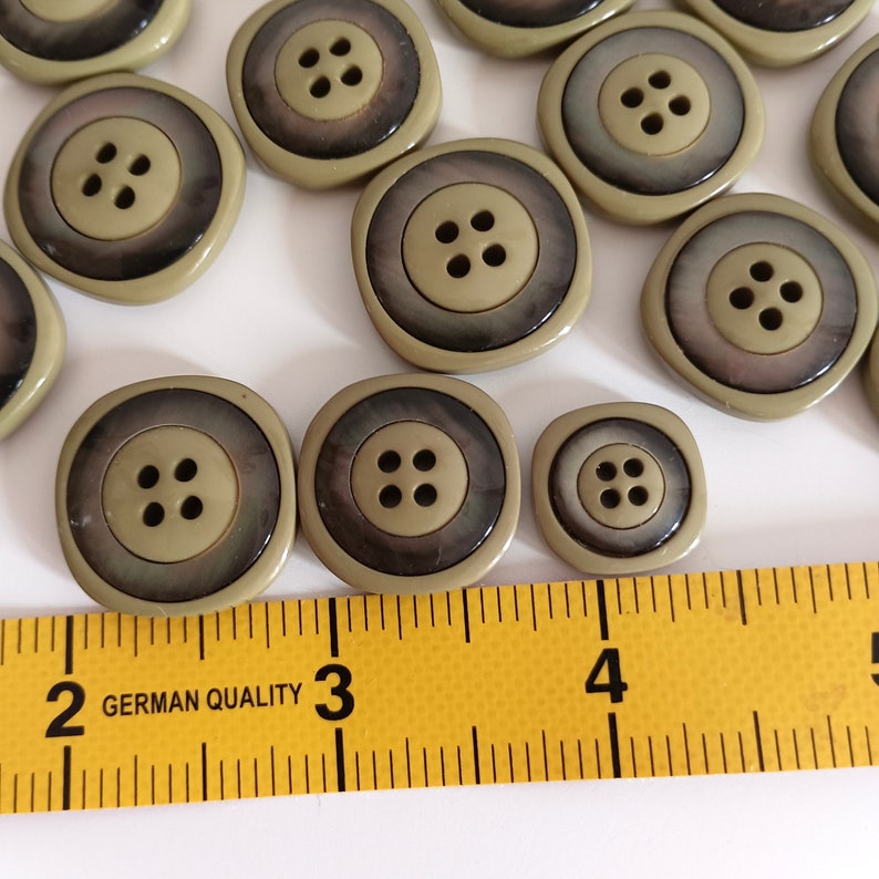 Green Olive Buttons With Pearly Ring on Top Square Shaped - Etsy