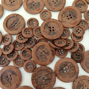 70s Brown Buttons Wood Imitation, Coat Jacket Dress Shirt Buttons, Made ...