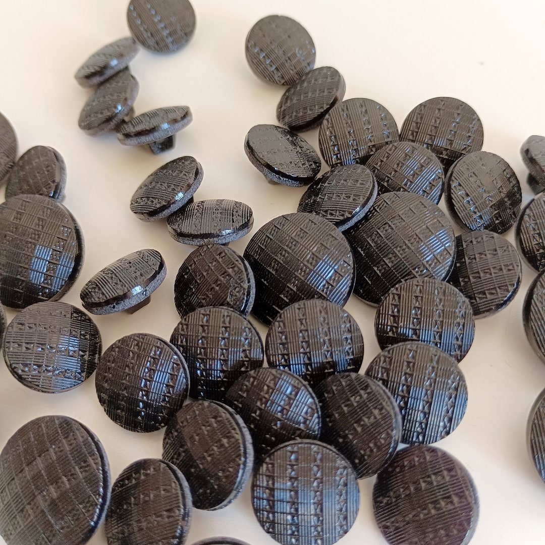 Black Glass Buttons Geometric Pattern: 18mm/14mm - Italian Fashion - Etsy