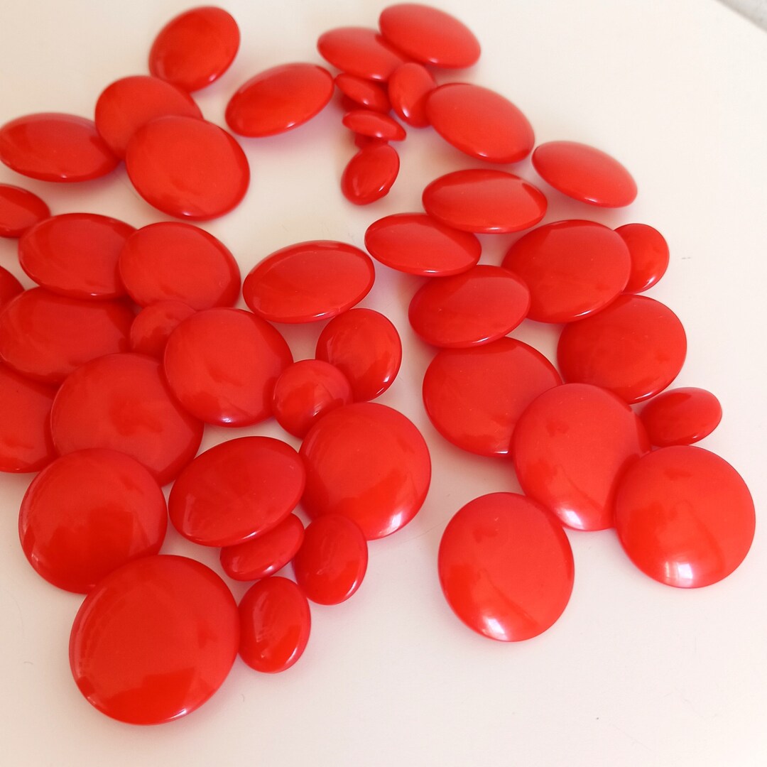 60s 70s Red Orange Buttons, Jacket Dress Shirt Baby Buttons, Made in ...