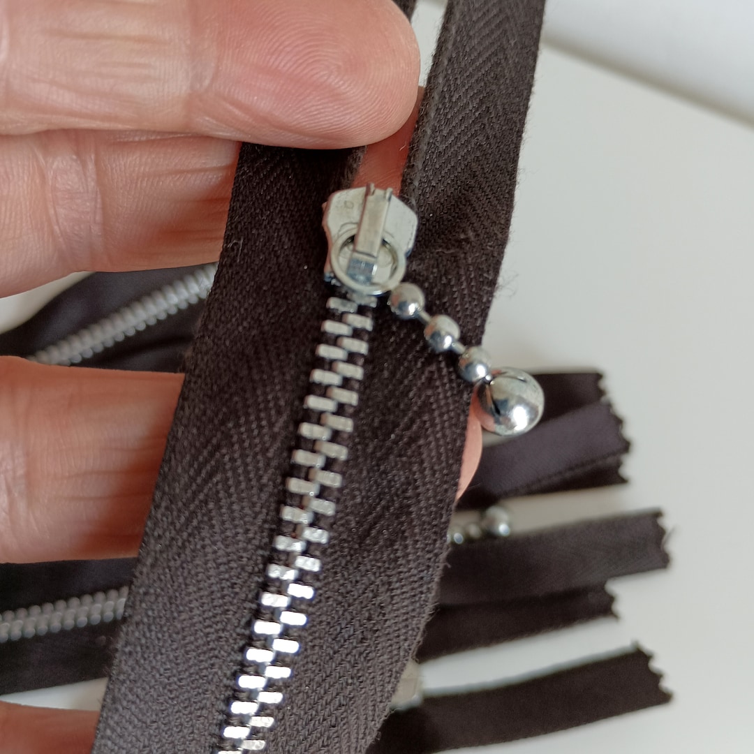 70s Six Brown Zippers 27cm Ball Chain Pull, Jumper Sweater Sweatshirt ...