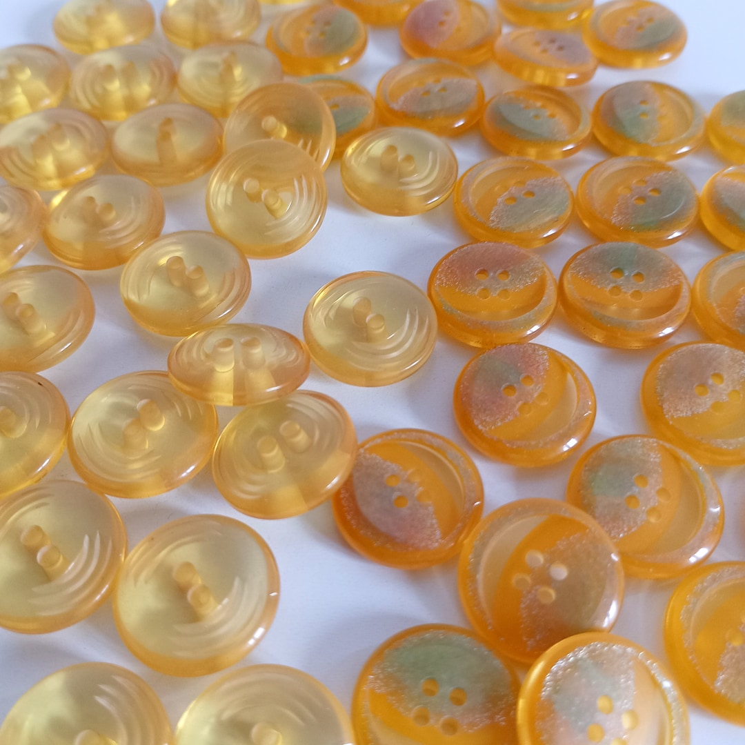 60 Yellow Orange Buttons, Dress Buttons 15mm, Made in Italy Small ...