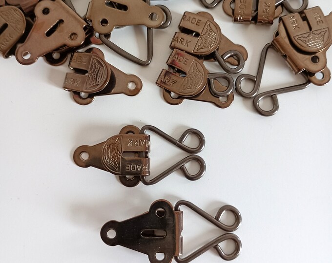 12 Burnished Metal Hook & Eye Fasteners Made in Italy, Skirt Hooks ...