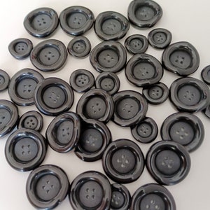 50 Shiny Black Buttons, Jacket Dress Buttons, Made in Italy Classic ...